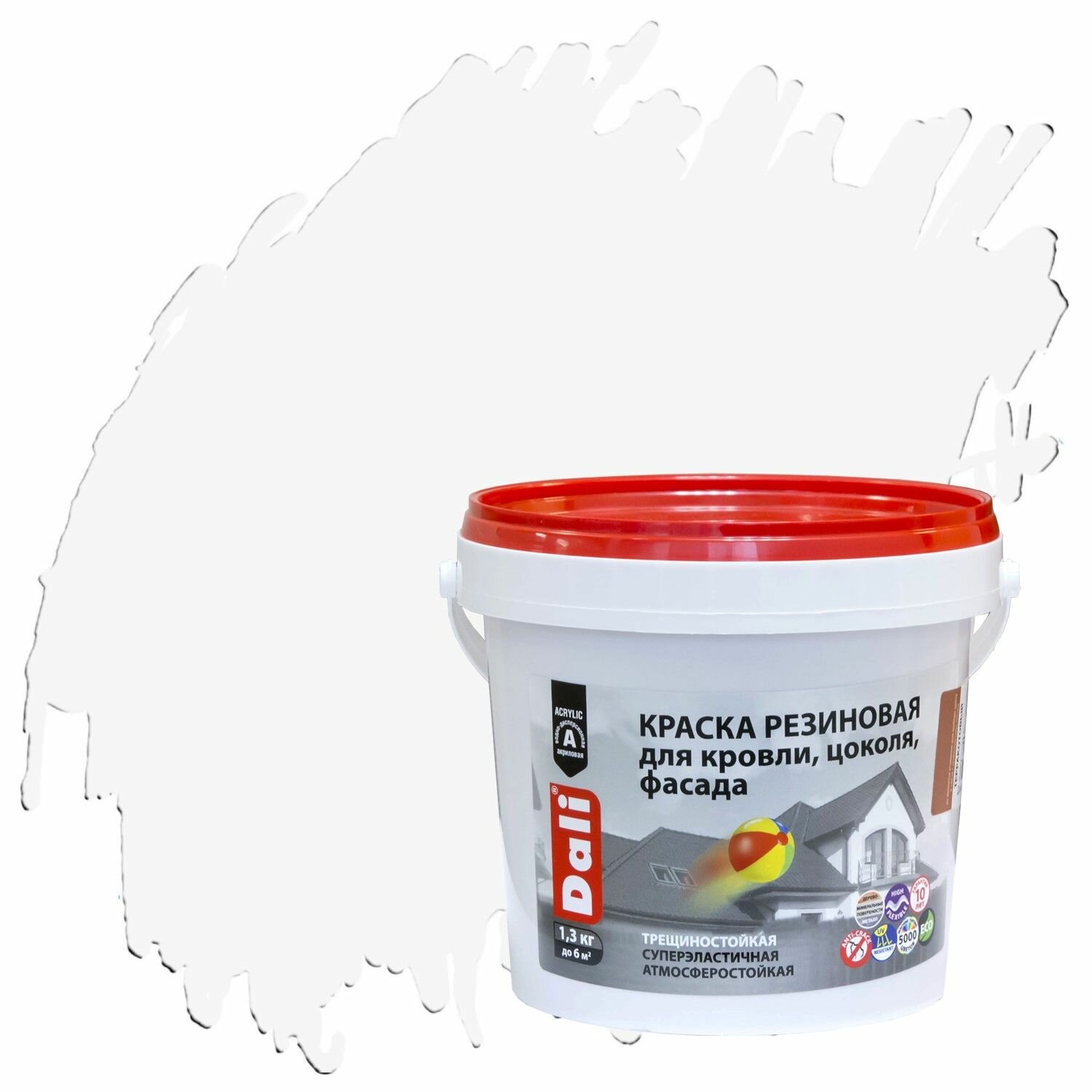 Краска резиновая Dali глубокоматовая (1,3кг) белая
