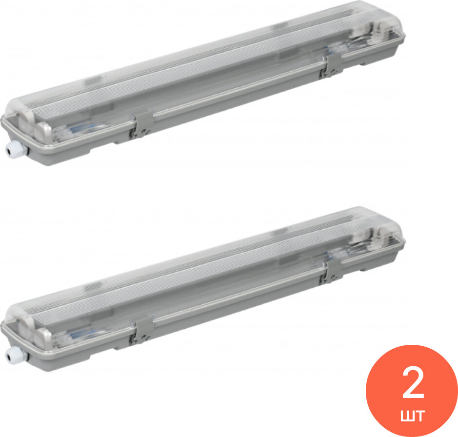 Светильник настенно-потолочный IEK / ИЭК ДСП 2102 под светодиодную лампу 2хT8, длина 600мм IP65, LDSP0-2101-2X060-K01 / панель освещения (комплект из 2 шт)