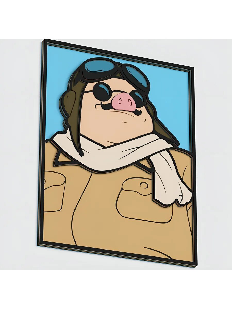 3D Картина по номерам из дерева Порко Россо, 23x30 см