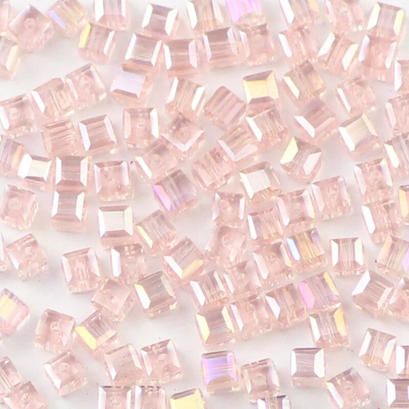 YHBZRET Квадратные хрустальные бусины 3 мм 100 шт Розовый, Pink