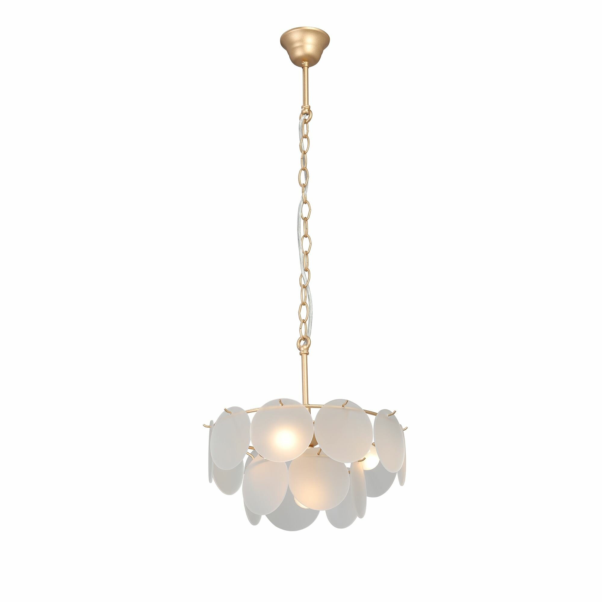 Люстра подвесная Vitaluce V5888-8/4, 4 лампы, E14 макс. 40Вт, 12м2, цвет золото.