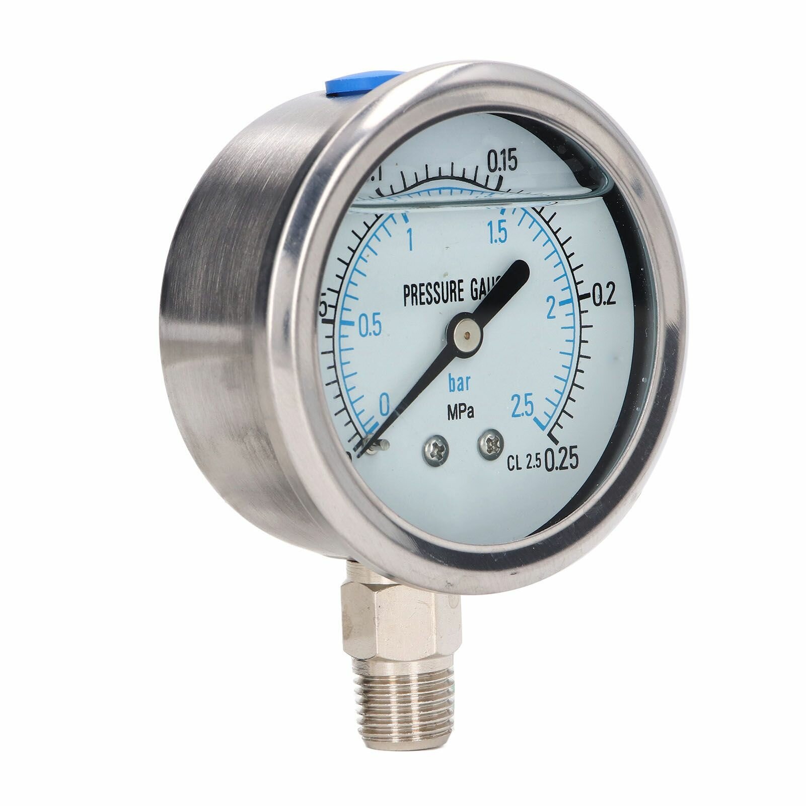 Ударопрочный вакуумный манометр 1/4 NPT 0-0,25 МПа