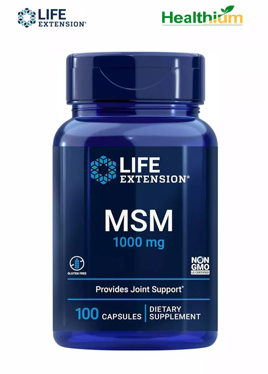 Life Extension MSM 1000мг 100 капсул МСМ (метилсульфонилметан) / Поддерживает здоровье суставов, колен и хрящей для повышения подвижности