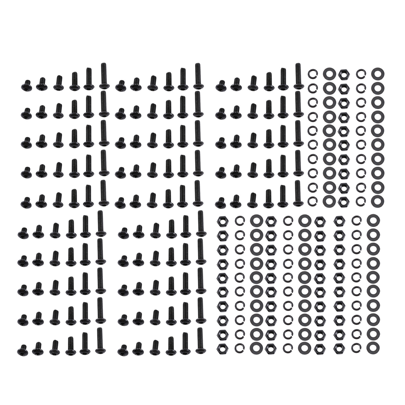 Набор шестигранных винтов, болтов и шайб из черной легированной стали M3 (с потайной головкой).