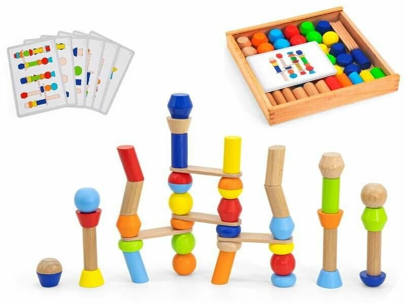 Развивающая игра VIGA "Построй башню", дерево, в ящике