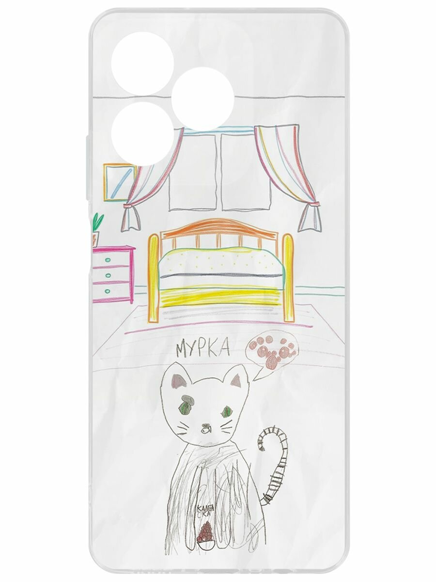 Чехол-накладка Krutoff Clear Case Мурка для Realme C61, прозрачный, силикон