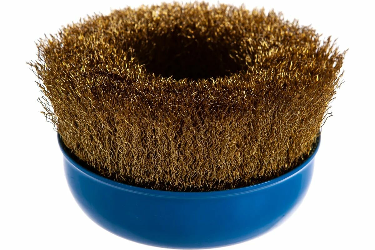 Щетка ЗУБР "эксперт" чашечная для УШМ, витая латунированная стальная проволока 0,3мм, 125мм/М14