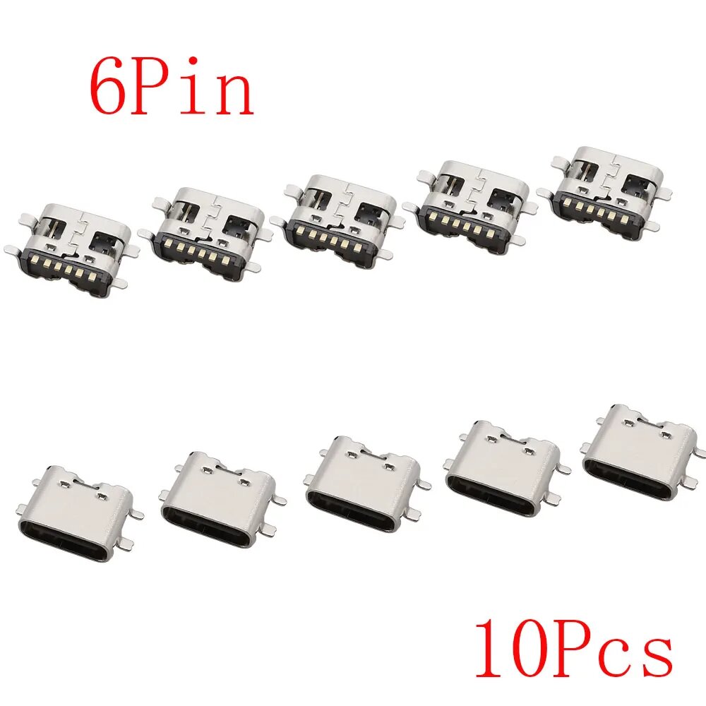 USB-разъем Type-C женский 2/6/16/24 контакта D 6Pin