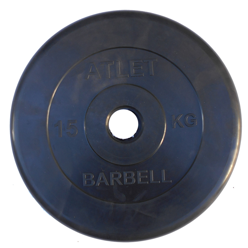 Диск обрезиненный MB Barbell d 51 мм чёрный 15,0 кг Atlet