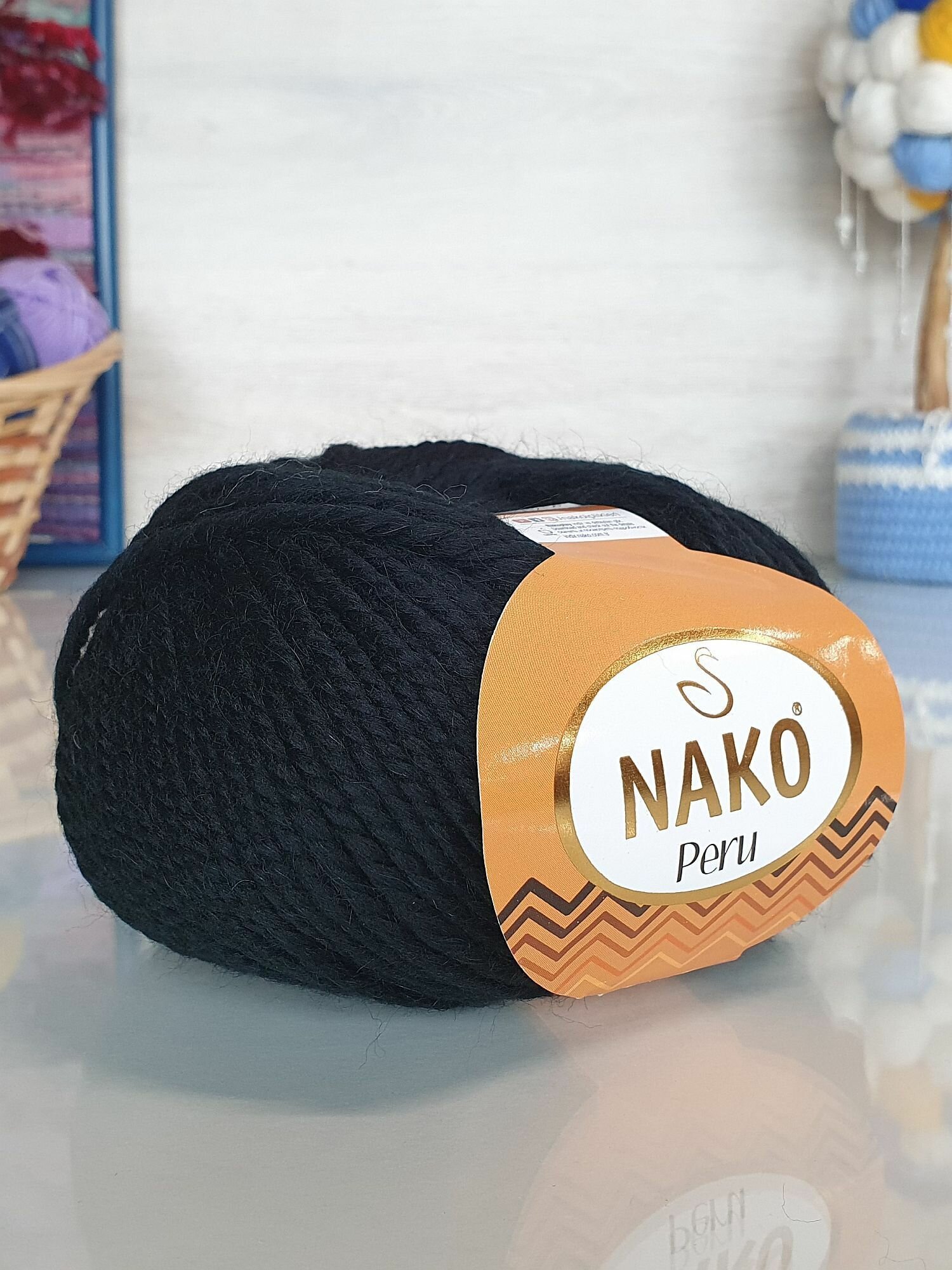 Пряжа PERU (NAKO), черный - 217, 25% альпака, 25% шерсть, 50% акрил, 5 мотков, 100 г, 130 м.