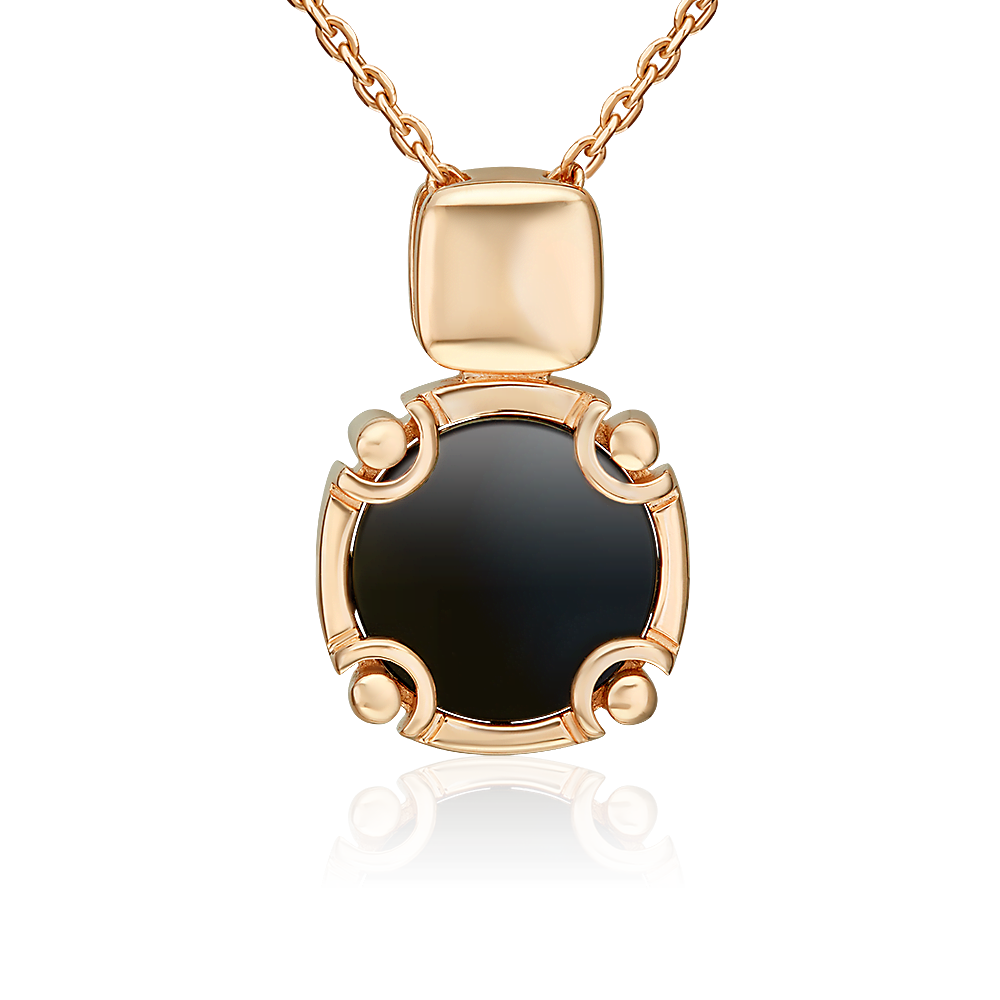 Подвеска, красное золото, 585 проба, оникс