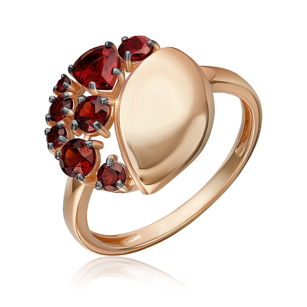 Кольцо, красное золото, 585 проба, гранат