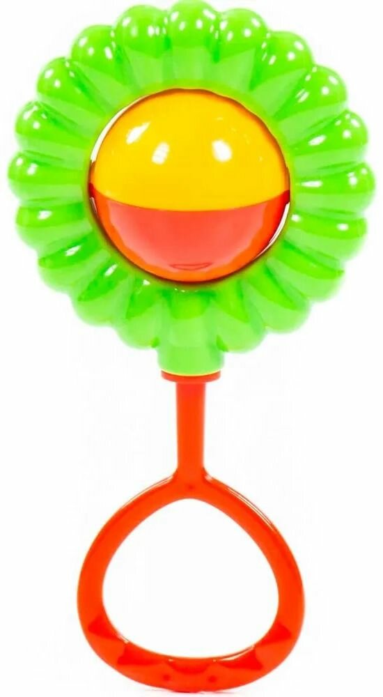 Погремушка-прорезыватель "Подсолнух", первая развивающая игрушка для малышей, детская шумелка, грызунок для зубов, развиваем моторику, зрение и слух, от 0 месяцев