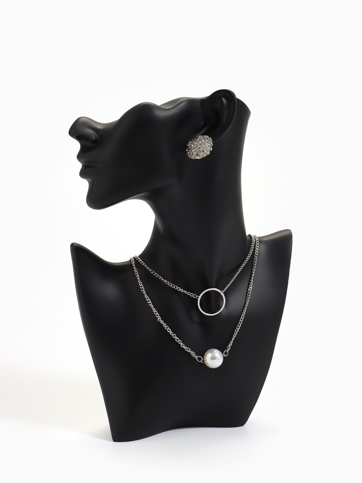 Бюст для украшений «QF. Половина лица», отверстие под серьгу, 18×7×28 см, чёрный