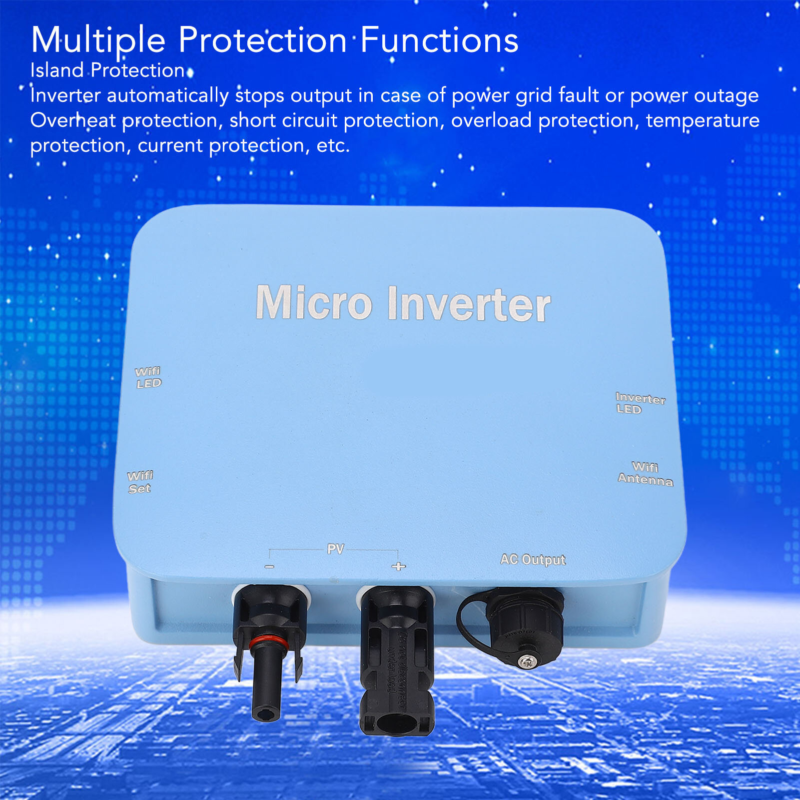 MPPT солнечный инвертор с микросетью, подключенный к Wi-Fi 120 В, IP65, водонепроницаемый инвертор, вилка стандарта США