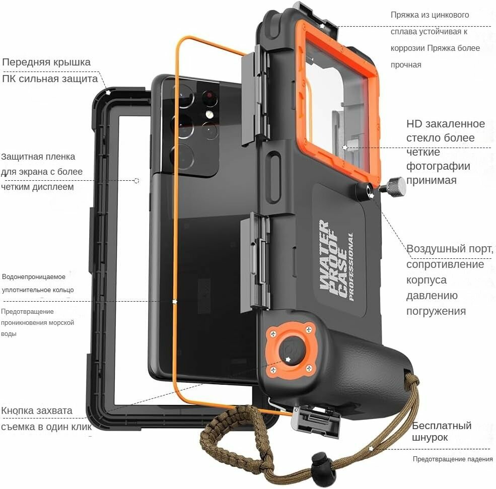 SZAMBIT Подводный чехол для iPad Samsung Xiaomi и т. д, водонепроницаемый чехол для фото-видеосъемки с беспроводным кабелем для дистанционного управления фото