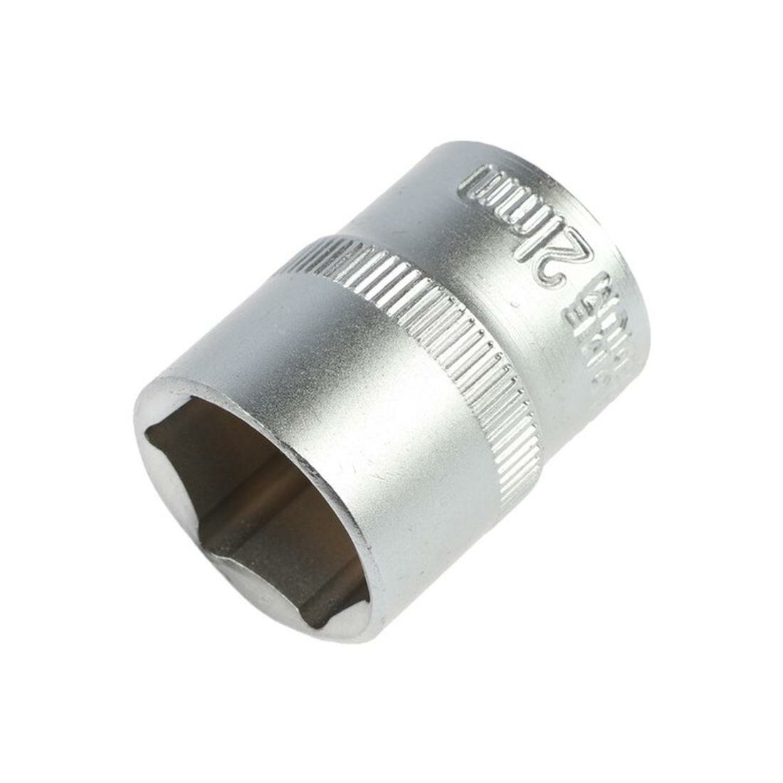 Головка торцевая шестигранная тундра, под квадрат 1/2", 21 мм, CrV