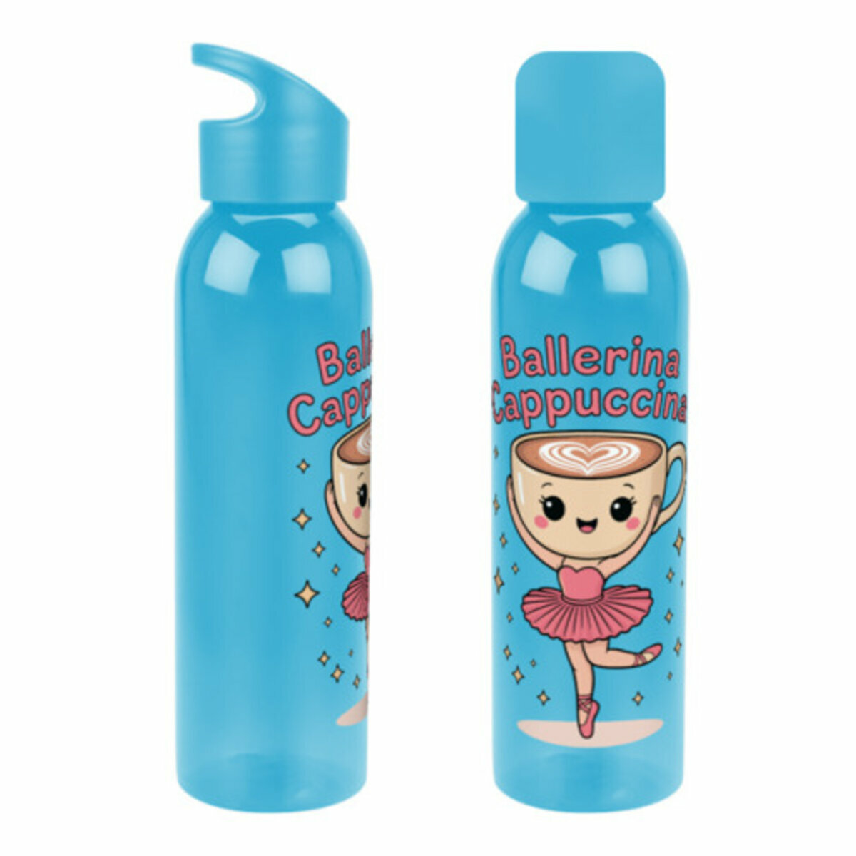Бутылка для воды «Балерина Капучино, мем, прикол» (голубой)