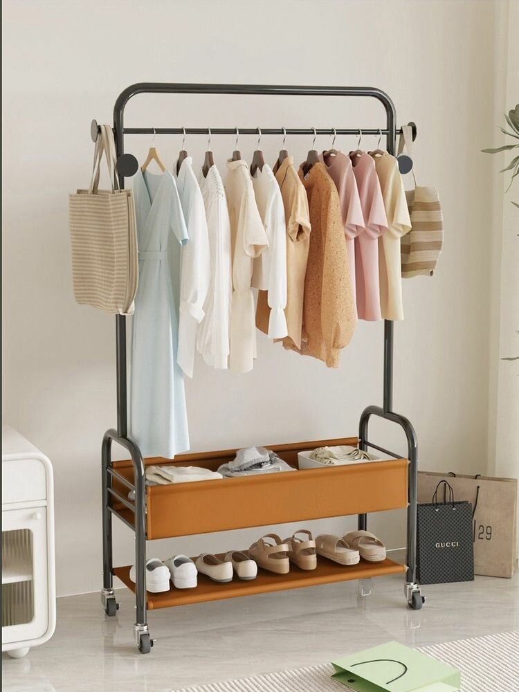Напольная вешалка-рейл для одежды с многоуровневой системой хранения, передвижная и компактная, для гардероба и прихожей