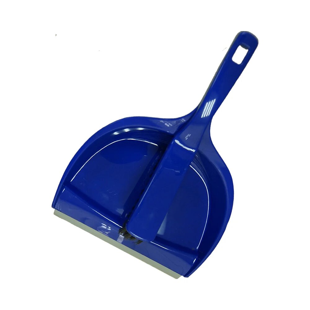 NV Совок для мусора + щетка, пластик, резиновая кромка, синий NV-B5615