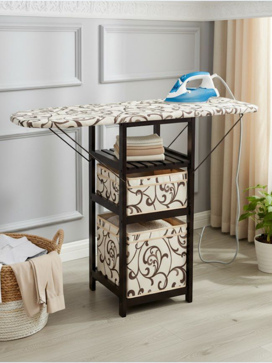 Комод гладильная доска с ящиками из массива, гладильный комод (тип 1) венге Обивка ткань 30 раскладной