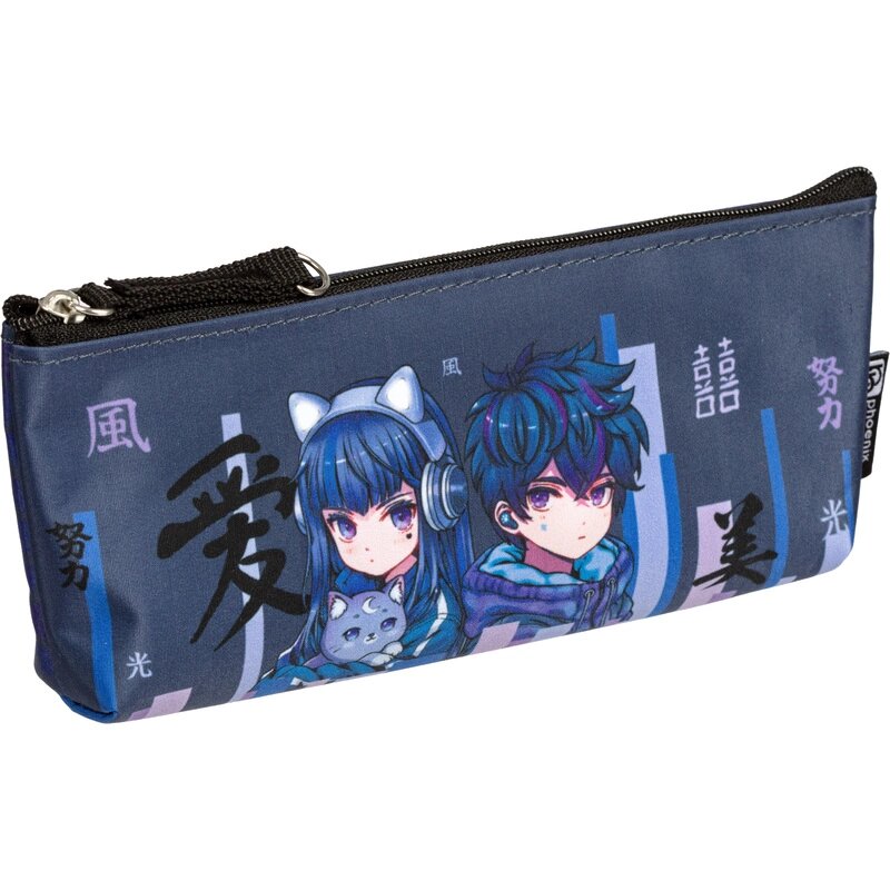 Пенал школьный кибер аниме без наполнения, 21х3,5х8 см, микрофибра/68411