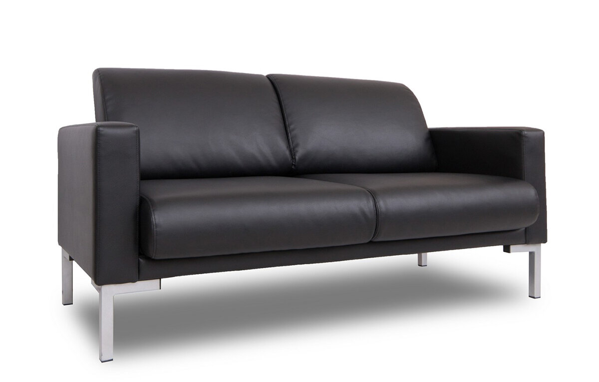 Диван офисный Алекто 4, черный, искусственная кожа Galaxy Black