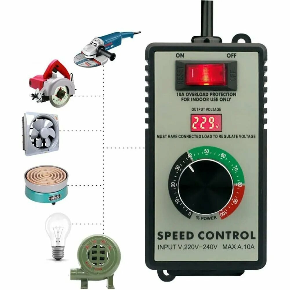 Регулятор мощности 4000Вт 220В диммер, регулятор оборотов двигателя, болгарки, мощности вентилятора, освещения, нагревателей