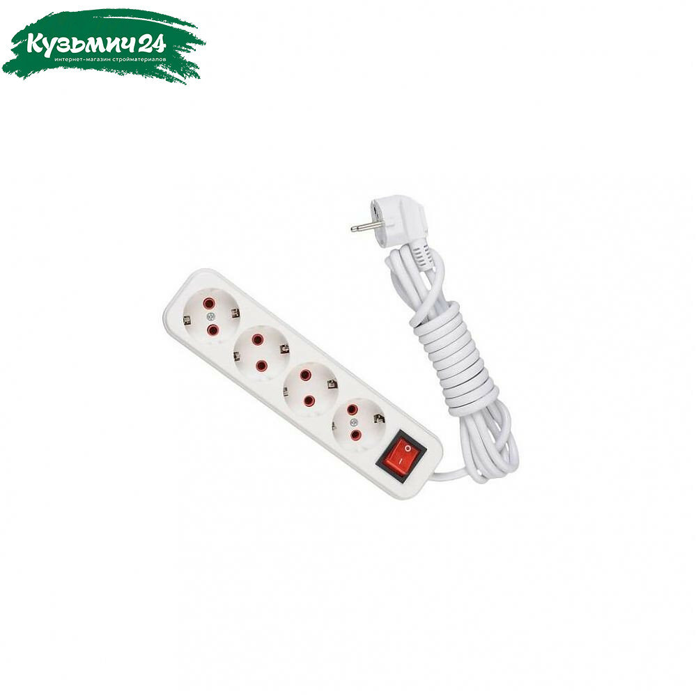 Удлинитель Lezard 720 0402 402 ПВС, с заземлением, 4 розетки, 2 м, 3.5 кВт