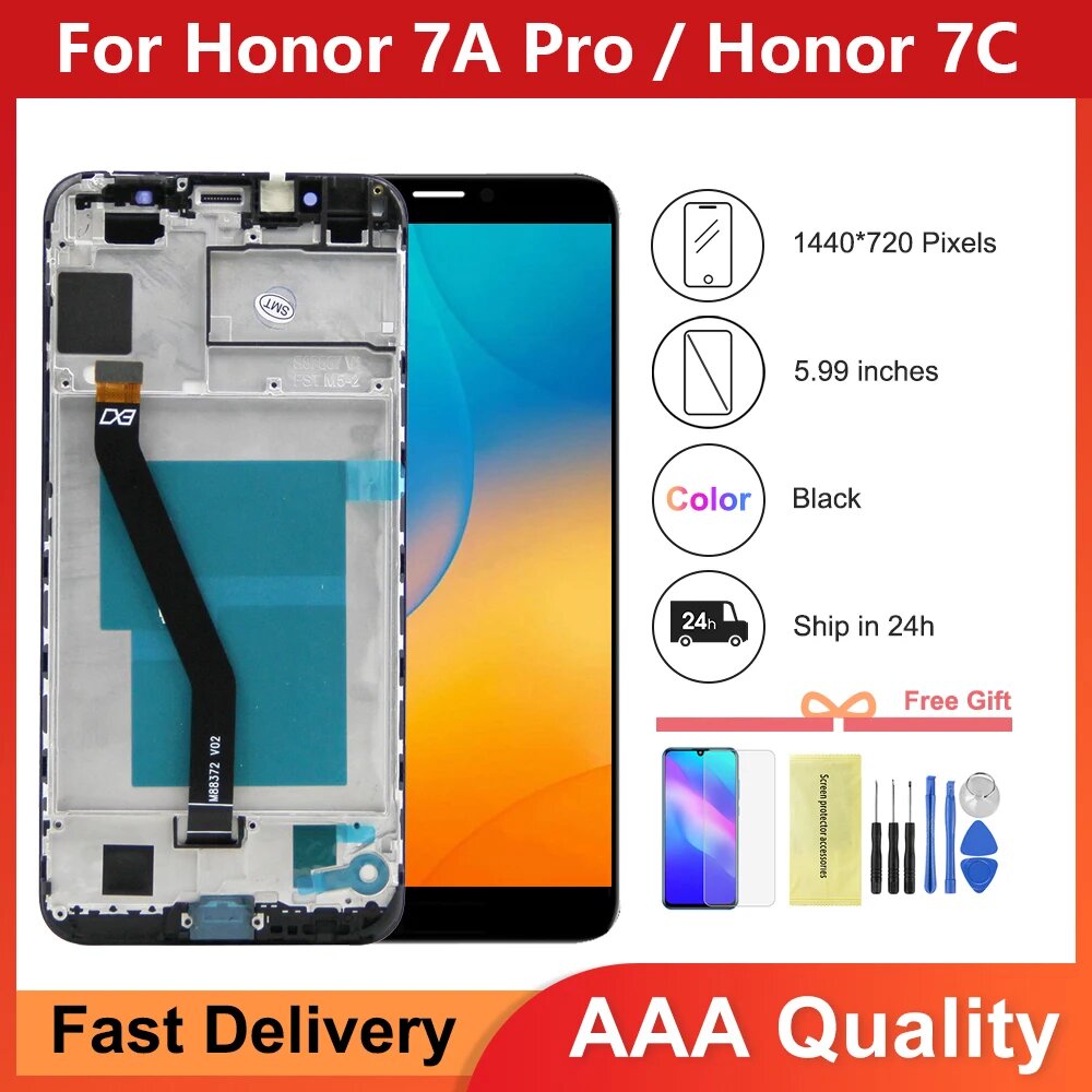 5,7-дюймовый дисплей AUM-L41 для Honor 7C, ЖК-дисплей, сенсорный экран с рамкой, дигитайзер в сборе для Honor 7A Pro AUM-L29, ЖК-дисплей Black No Frame