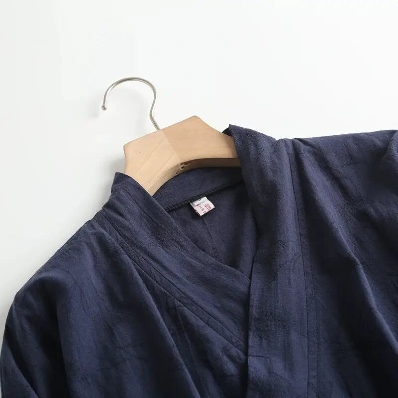 Женский хлопково-льняной халат ханьфу фиолетовый/черный/белый/красный Темно-синий, М, Navy