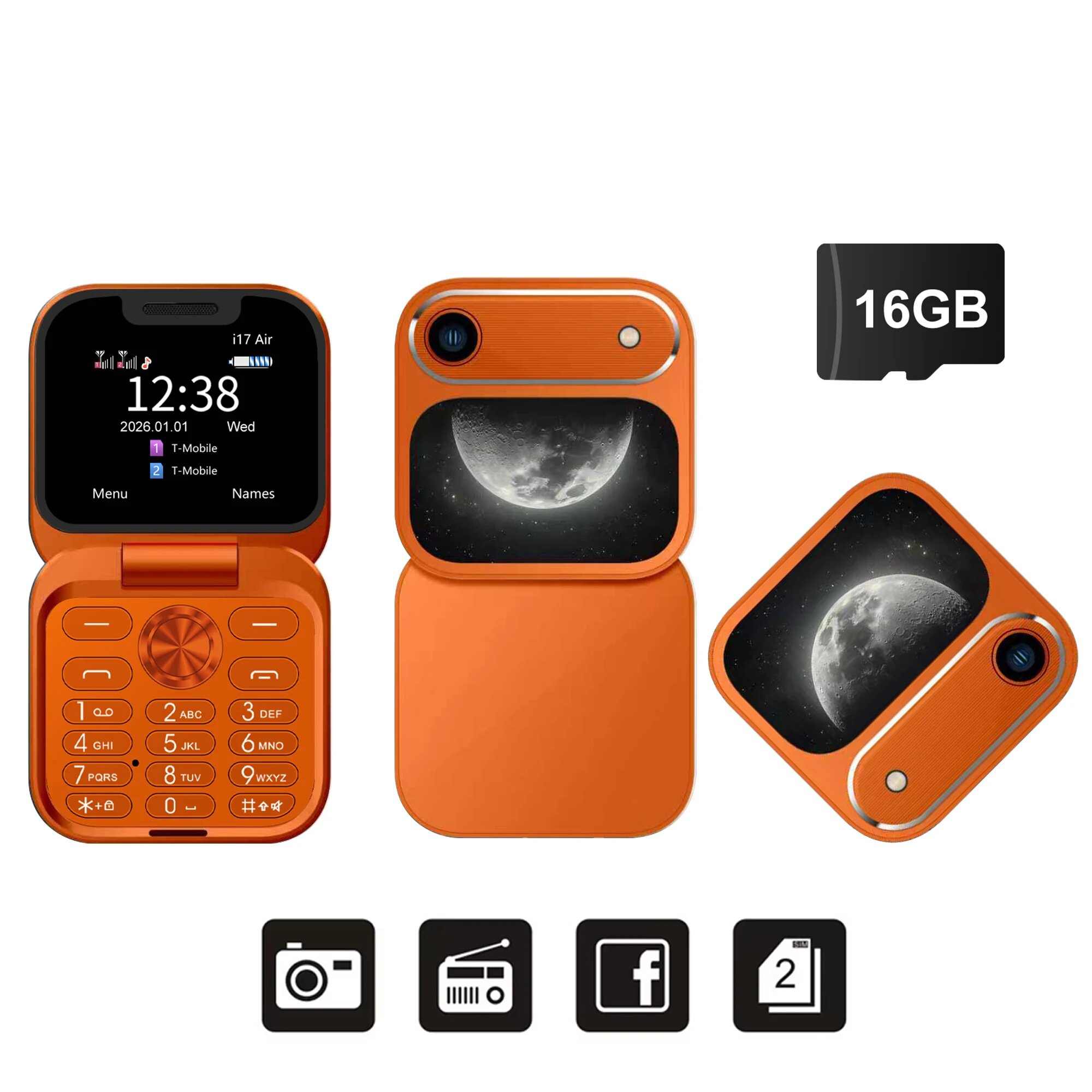 SERVO i17 Air Mini Foldable Mobile Phone Dual SIM Card Speed Dial Magic Voice Blacklist FM Radio MP4 Player Small Flip Cellphone