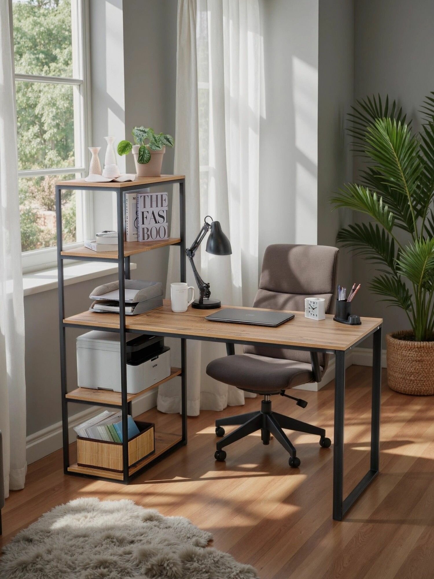 Стол письменный, офисный, компьютерный Георг, Дуб Вотан, 140х60х75см