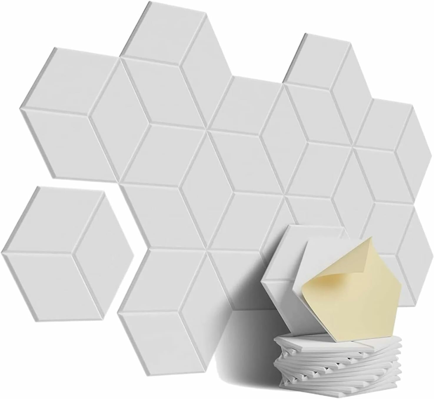 Самоклеящаяся акустическая панель с шестигранной конструкцией акустические Звукоизоляционные стеновые панели из пенопласта, 12 шт. белый