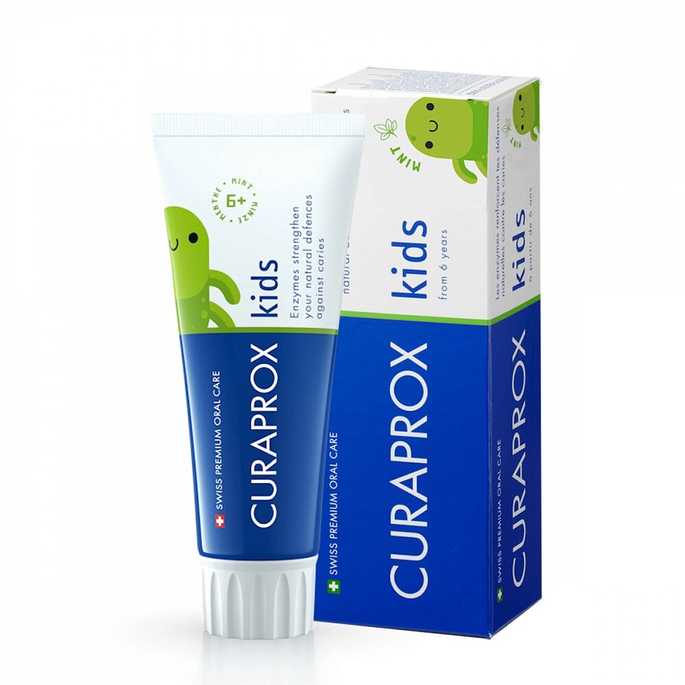 Детская зубная паста CURAPROX Kids 1450 ppm со вкусом мяты (с 6 лет), 60 мл