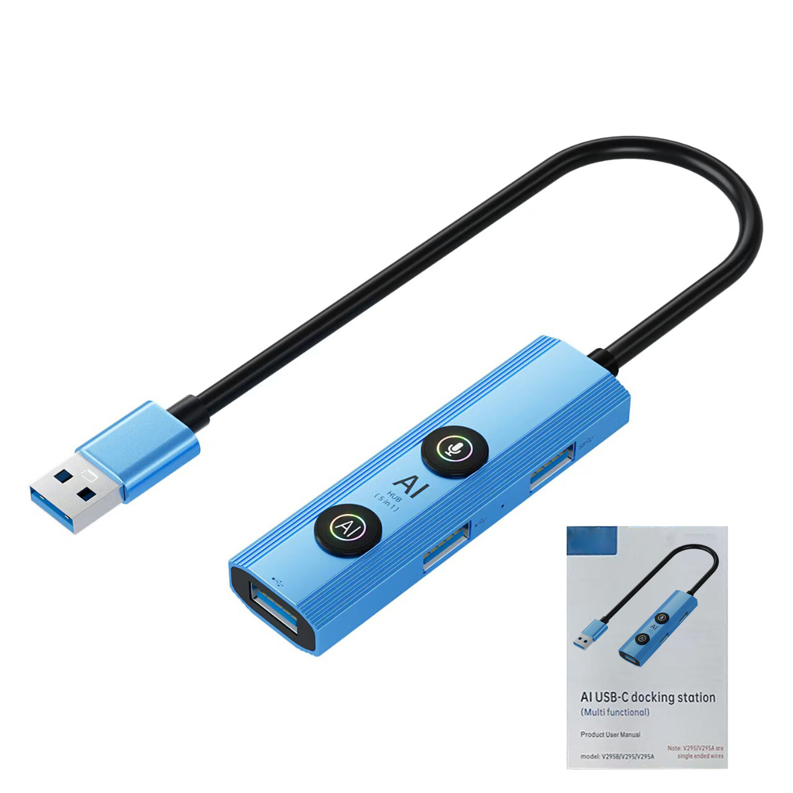 Smart AI Docking Station Voice Translation Multifunctional USB Hub with GPT Deepseek interface