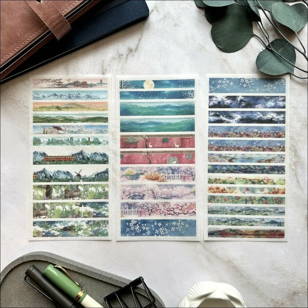 Наклейки для ежедневника и скрапбукинга из японской бумаги васи (washi). Эстетичные стикеры.