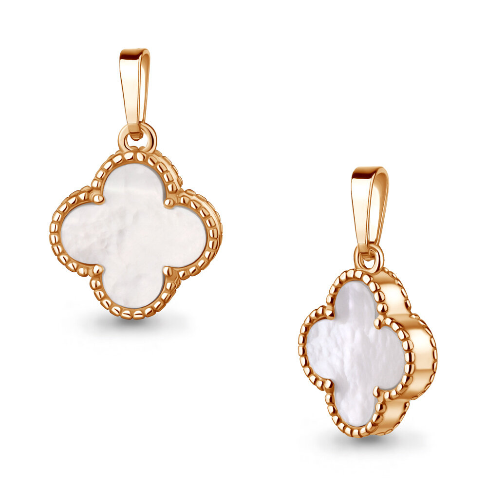 Подвеска, комбинированное золото, 585 проба, родирование, перламутр