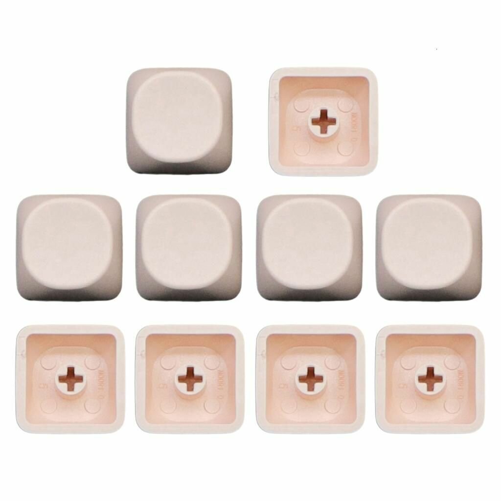 10Pcs PBT Кейкапы MOA Профиль 1U, Бежево-белый