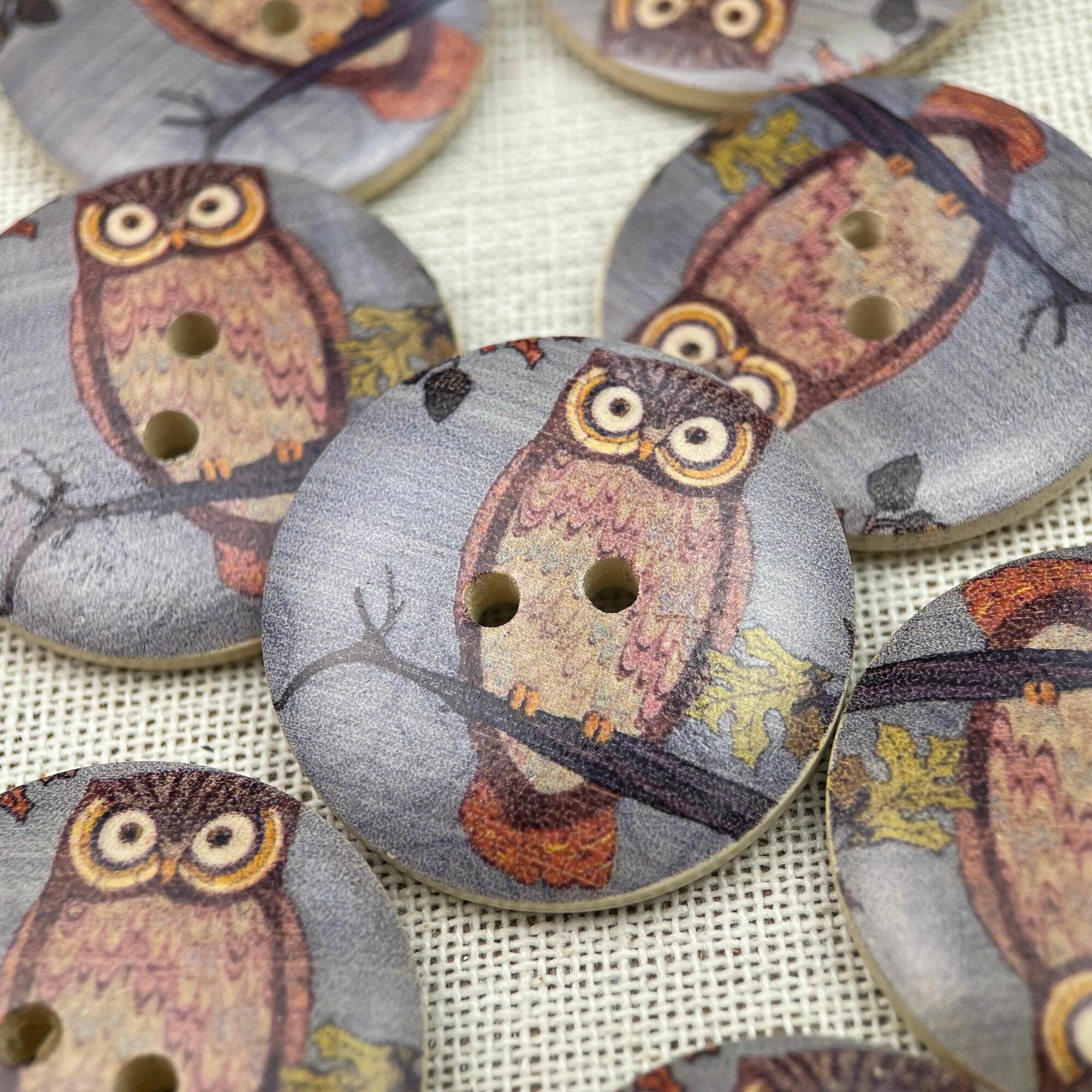 Деревянные пуговицы совы 30 мм, 6 шт, ручная роспись для детской одежды и творчества, кнопки для кукол и свитеров