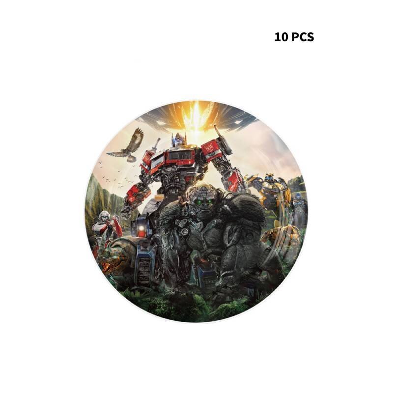 Товары для вечеринки «Трансформеры»: яркая палитра цветов с тарелками, салфетками и скатертью