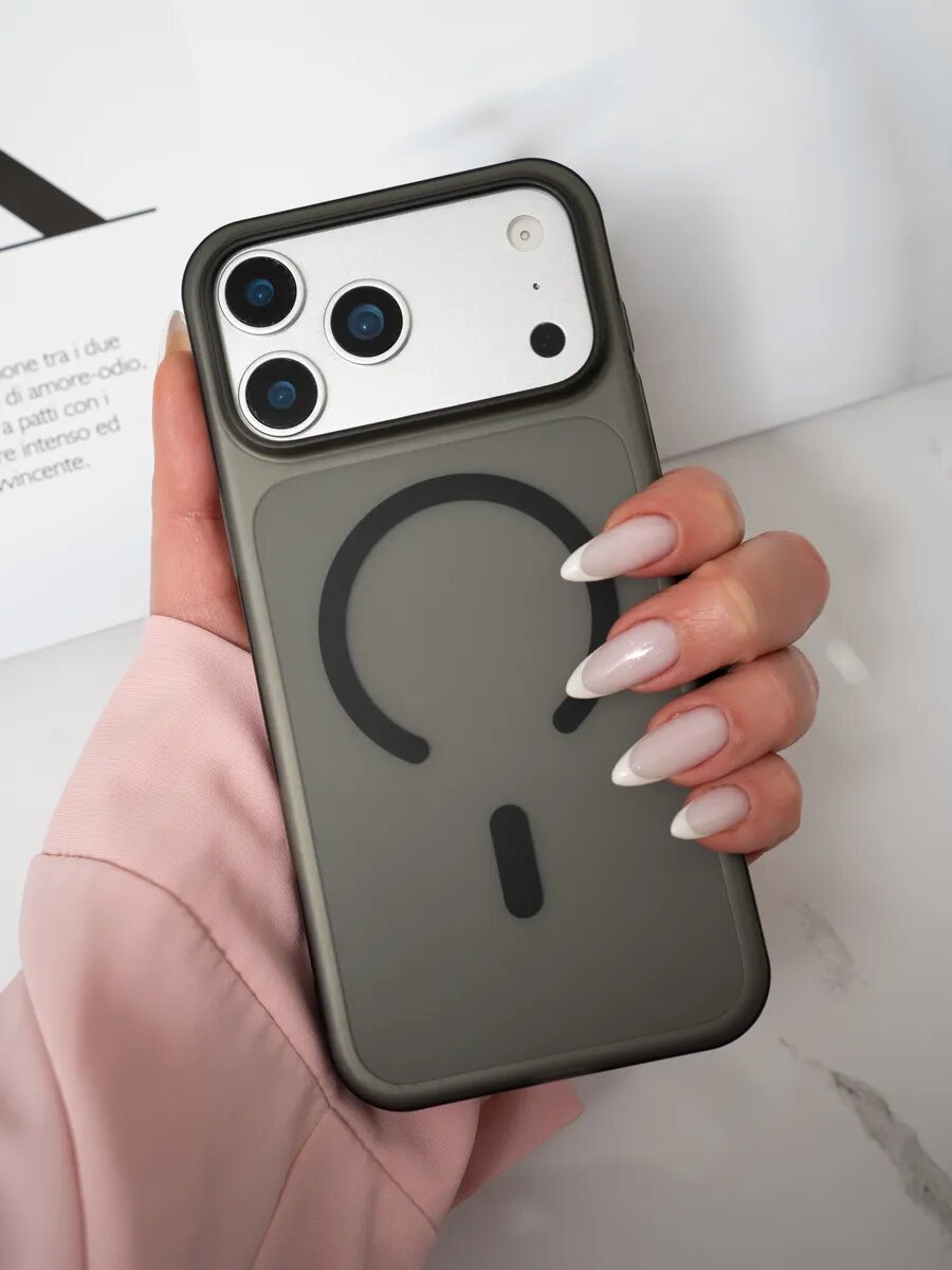 Чехол О'кейси, для iPhone 17 Pro Max, матовый, черный, с кольцом-магнитом