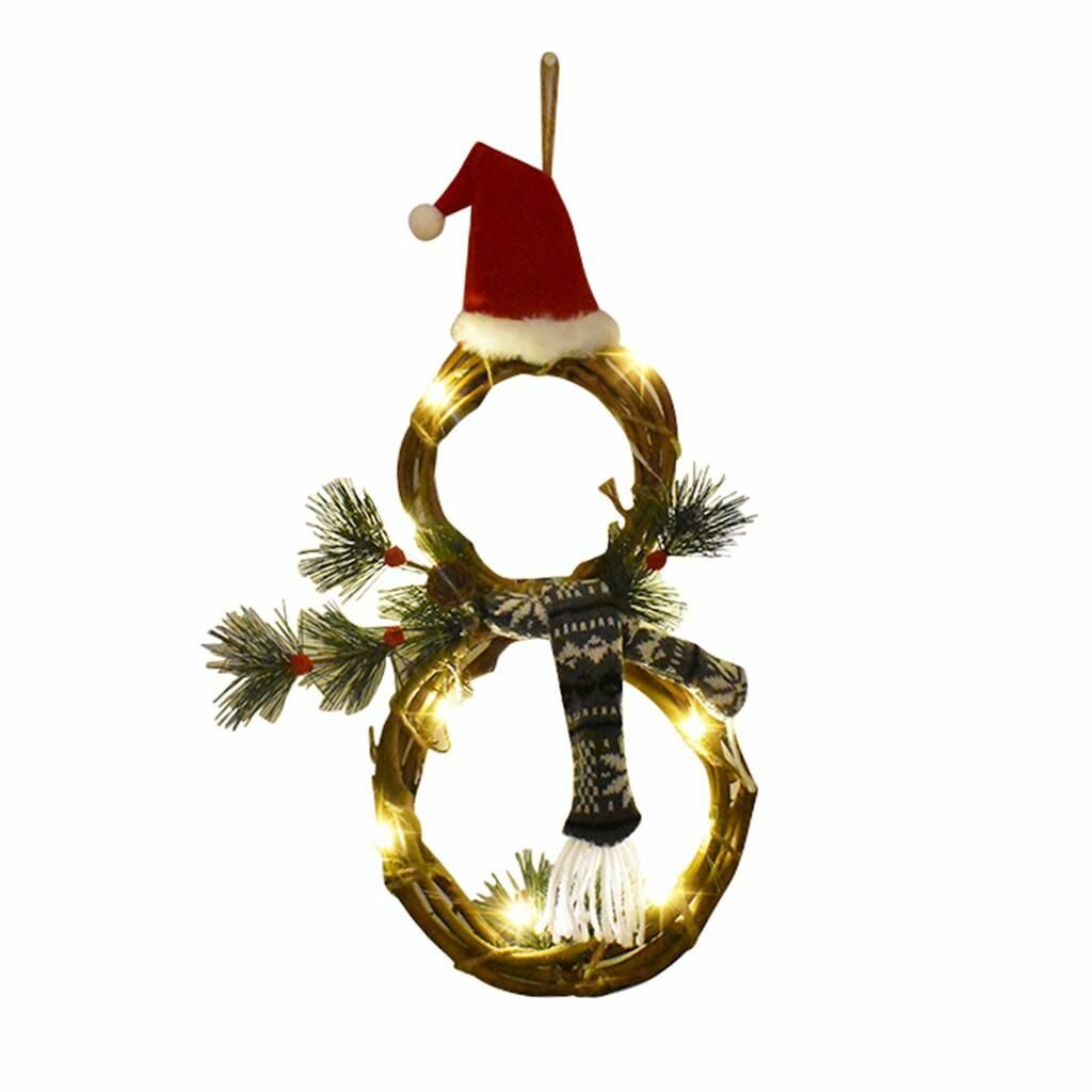 Рождественская шапочка с гирляндами, венок из ротанга, украшение для дома-серый