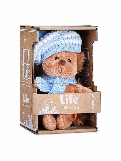 ORANGE TOYS Детская мягкая игрушка Ежик Колюнчик в голубом берете в полоску, 15 см