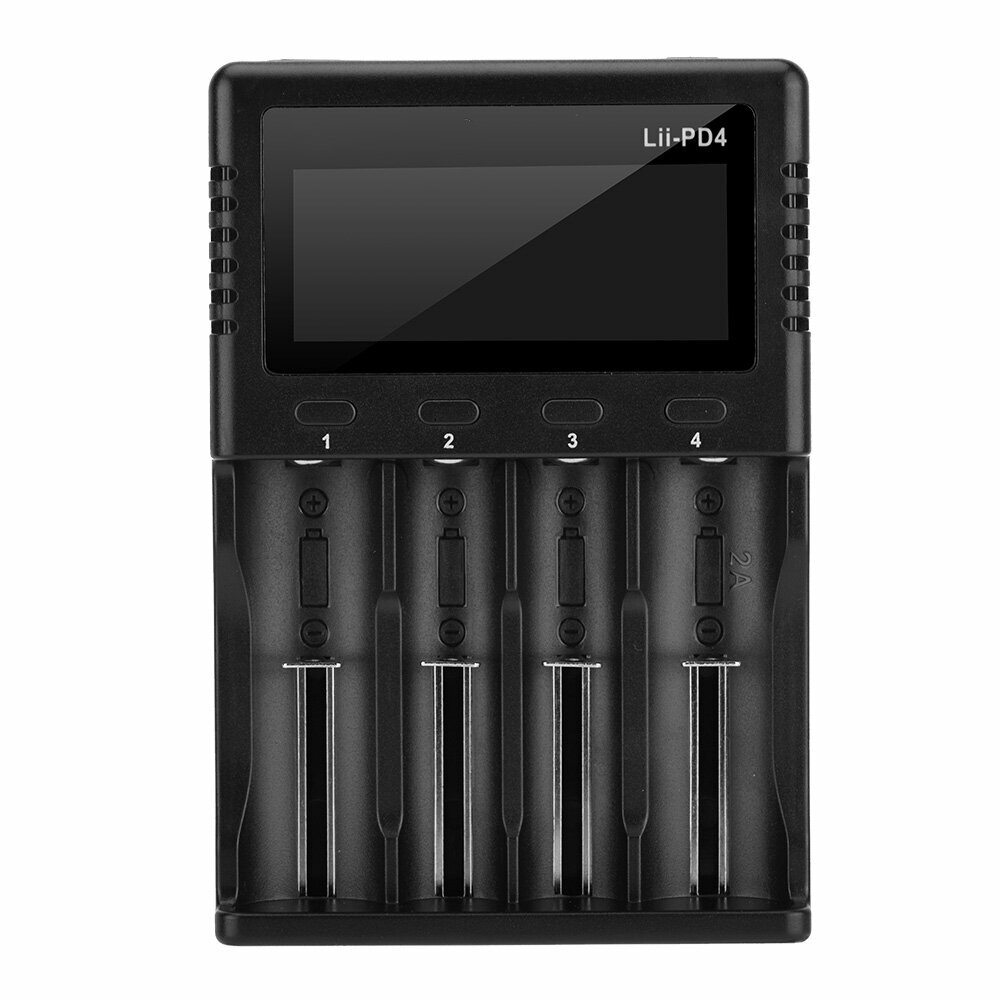 Liitokala Lii pD4 Зарядное устройство с ЖК-дисплеем, 4 слота, интеллектуальная задняя панель аккумулятора