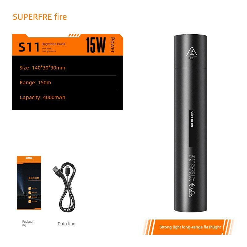 S11 Обновленная версия 15 Вт USB-C перезаряжаемый фонарик с улучшенной яркостью