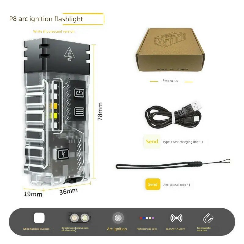 Фонарик сильный свет ультра-яркий анти-волк сигнализация перезаряжаемый многофункциональный мини-брелок свет рабочий