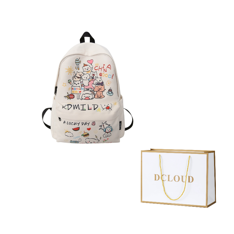 Рюкзак женский DCLOUD Nylon Regular, черный/белый/разноцветный, S EU