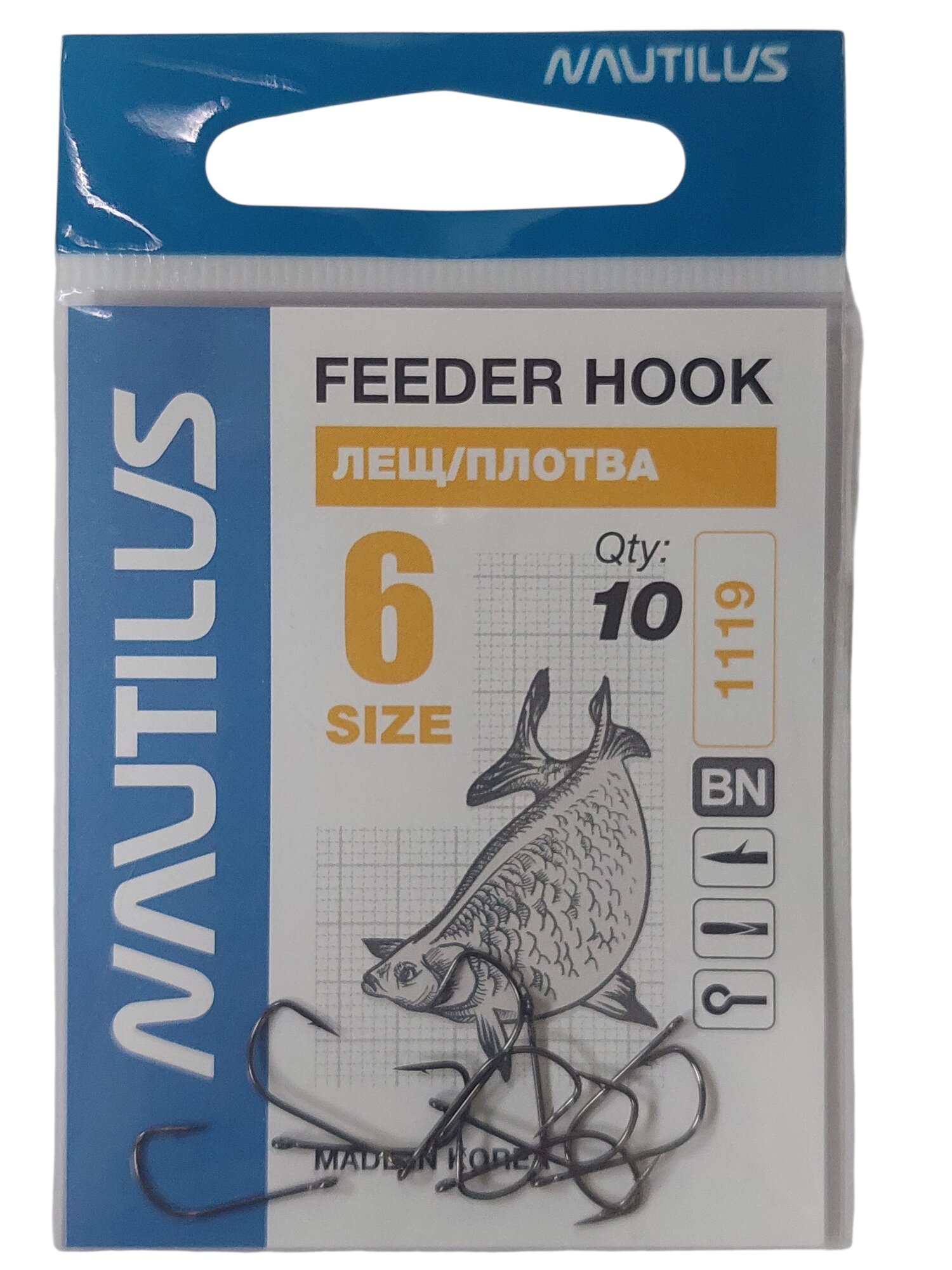 Крючок Nautilus Sting Feeder Лещ/плотва S-1119BN № 6