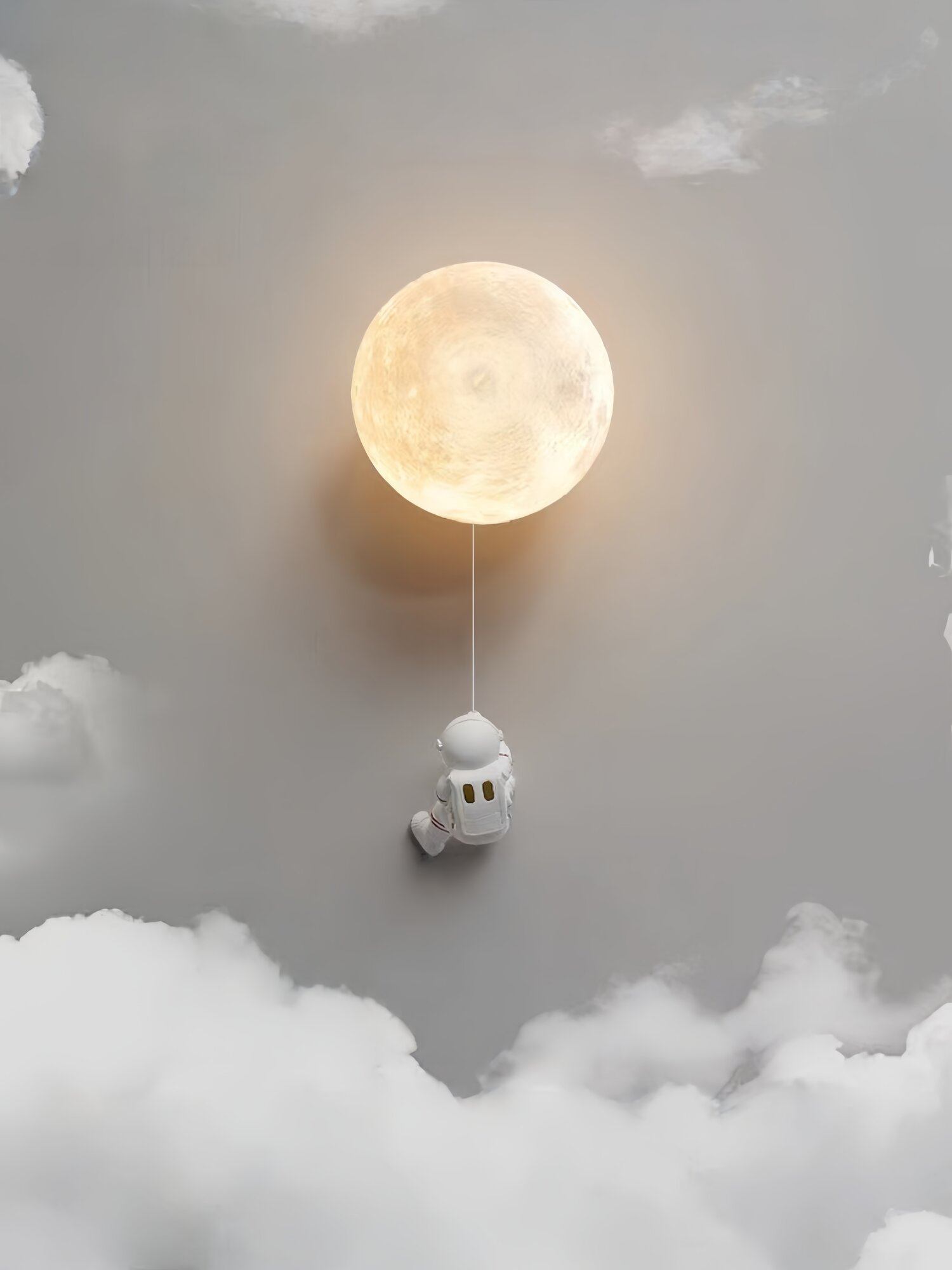 Настенный светильник «Луна» для детской комнаты, LED, 15 см, 3 режима цвета, дизайн космонавта